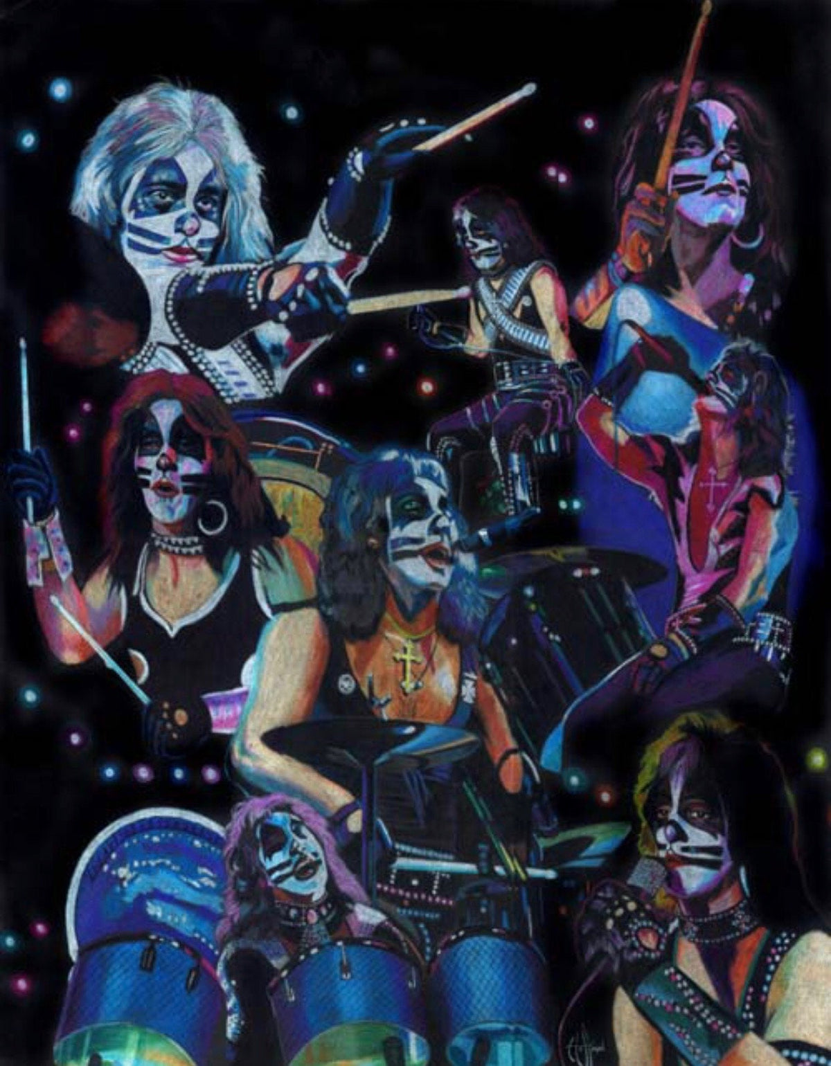 KISS Founding Members Collage Wall Art