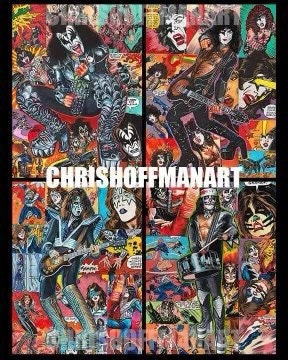 KISS Comic Group Collage Wall Decor from Chris Hoffman Art
