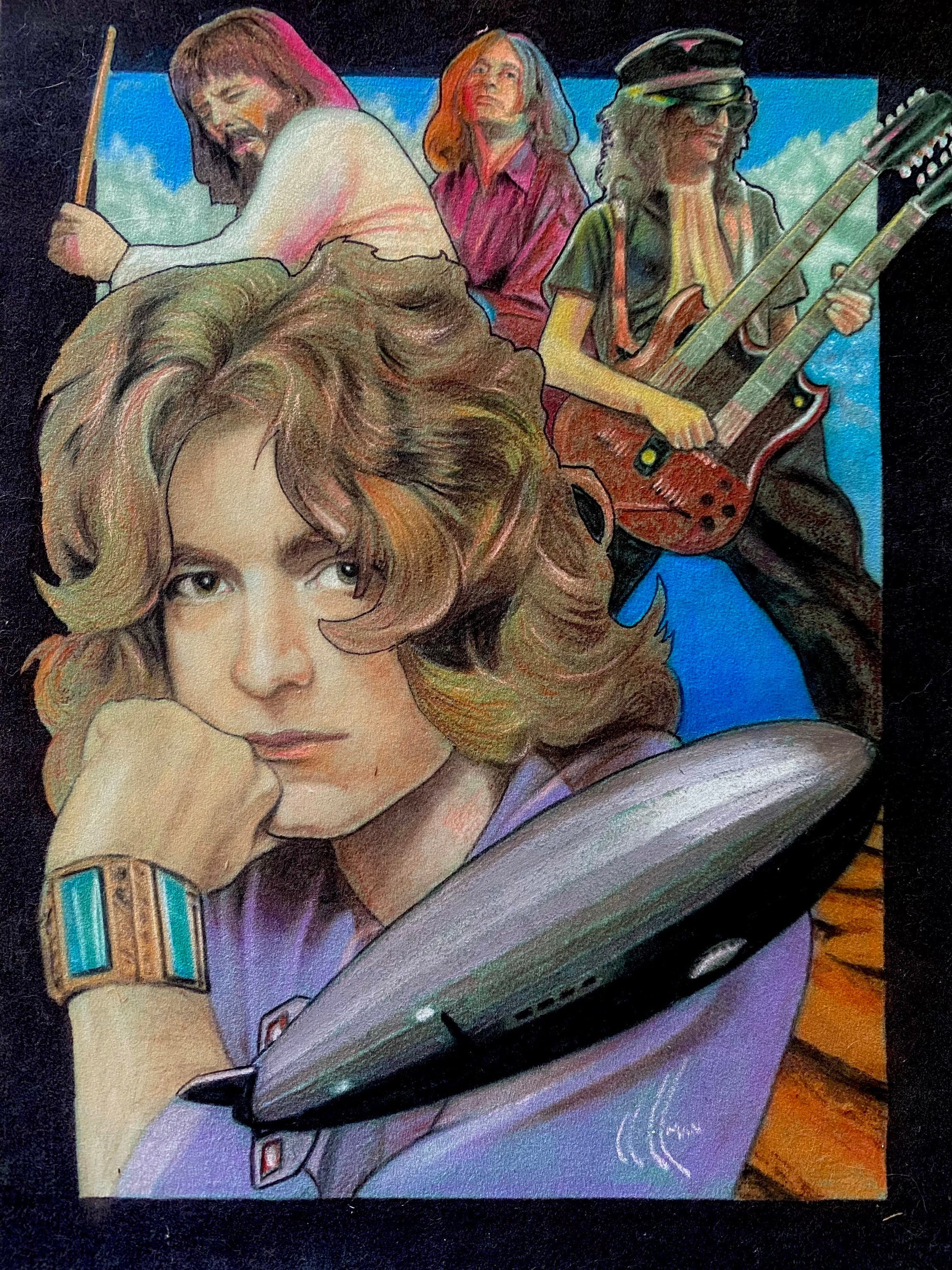 Led Zeppelin Collage Original Drawing Artworks from Chris Hoffman Art